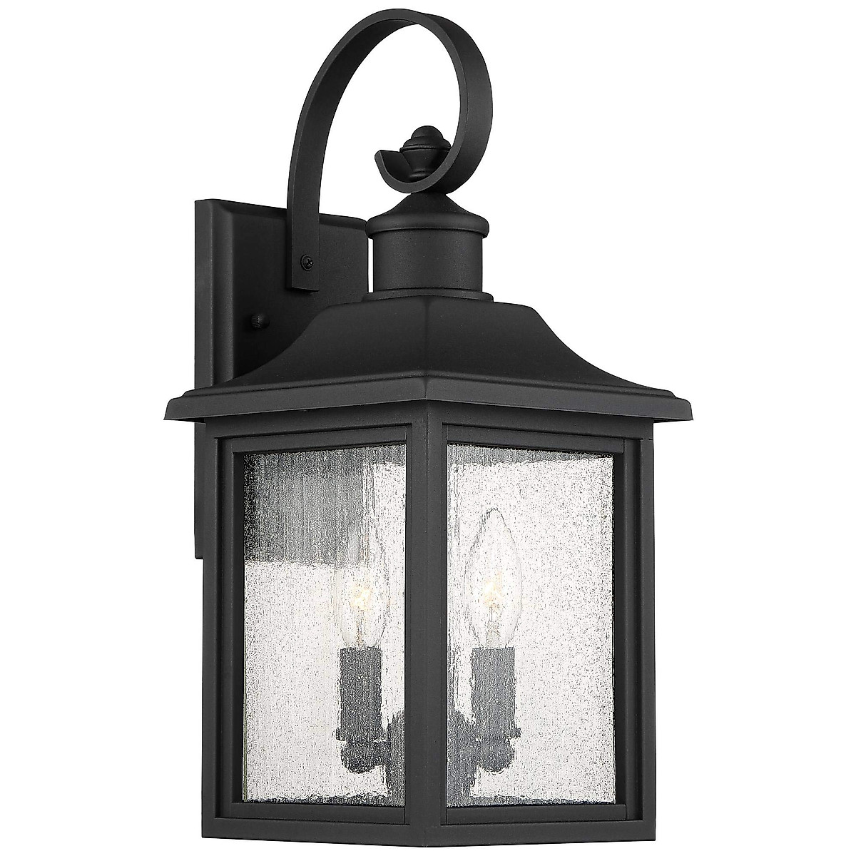 John Timberland Moray Bay Industrial Outdoor Wall Light Fixture Black Steel 17 3/4" Clear Seedy Glass Lantern for Exterior House Porch Patio Outside Deck Garage Yard Front Door Garden Home