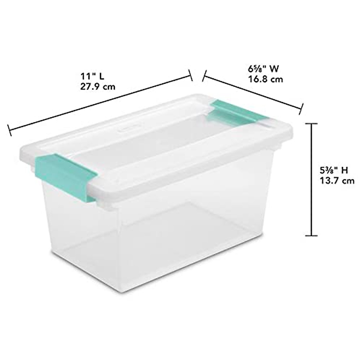 Sterilite Plastic Medium Clip Stacking Storage Box Container with Latching Lid for Home, Office, Workspace, and Utility Space Organization, 4 Pack