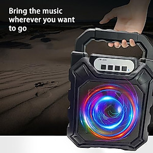 GBSELL Wireless Bluetooth Speaker, Outdoor Portable Stereo with Colourful Running Lights, Portable Mini Stereo, 18-Hour Playtime Outdoor Speaker for Home Party (Black)