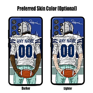 VNGDA Custom Name & Number Phone Case for Samsung Galaxy A15 A14 5G A35 A25 A53 A03S A12 A42 A32 A02S A54 4G, DIY Design Football Player Liquid Silicone Case(Dallas)