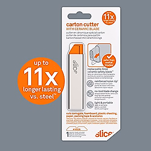 Slice Manual Carton Cutter Finger-Friendly Ceramic Blade Never Rusts, Pack of 1