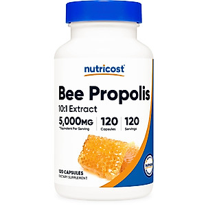 Nutricost Bee Propolis 10:1 Extract 5,000mg Equivalent, 120 Capsules - Gluten Free, Non-GMO, Vegetarian Dietary Supplement, from 500mg of 10:1 Extract