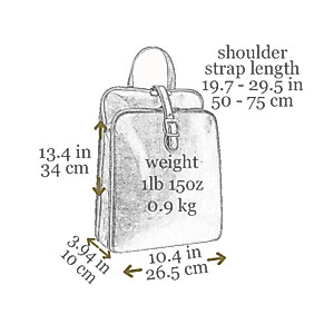 Time Resistance Leather Backpack Convertible to Shoulder Bag - Handmade For Laptops up to 12 Inches Daybag Rucksack