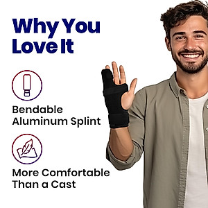 Metacarpal Finger Splint Hand Brace – Pinky Finger Splint For Boxer Fractures, Broken Ring, Little Finger Cast, Trigger Finger Immobilizer Straightener, Ulnar Gutter Splint Support Right - Small/Med