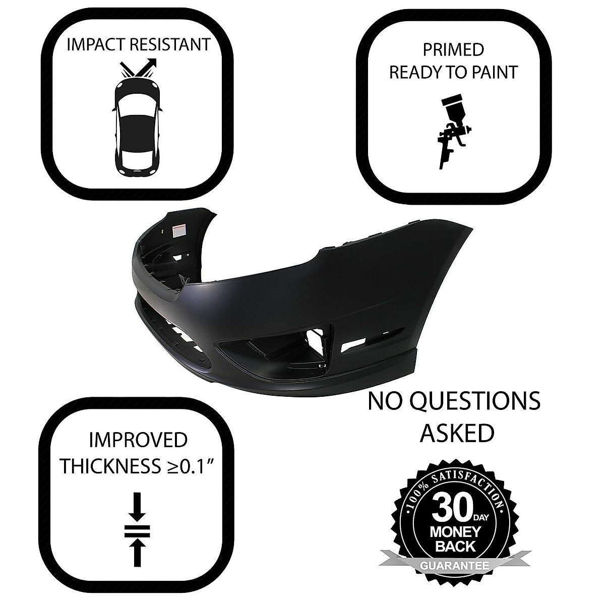 FitParts Compatible with Front Bumper Cover 2010-2012 Ford Fusion Hybrid SEL SE S Sport Sedan 10-12. New, Primed and Ready for Paint. with Fog Light Holes. FO1000650 AE5Z17D957BAPTM 2011