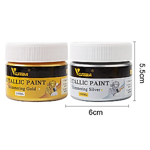 Acrylic Paint Metallic Gold, Non Toxic, Non Fading, 100ml Gold Leaf Paint for Art, Painting, Handcrafts, Ideal for Canvas Wood Clay Fabric Ceramic Craft Supplies