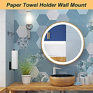 Kitchen Paper Towel Holder, Black Paper Towel Holder Under Cabinet Paper Towel Dispenser Wall Mount Self-Adhesive or Drilled for Bathroom Rv Garage