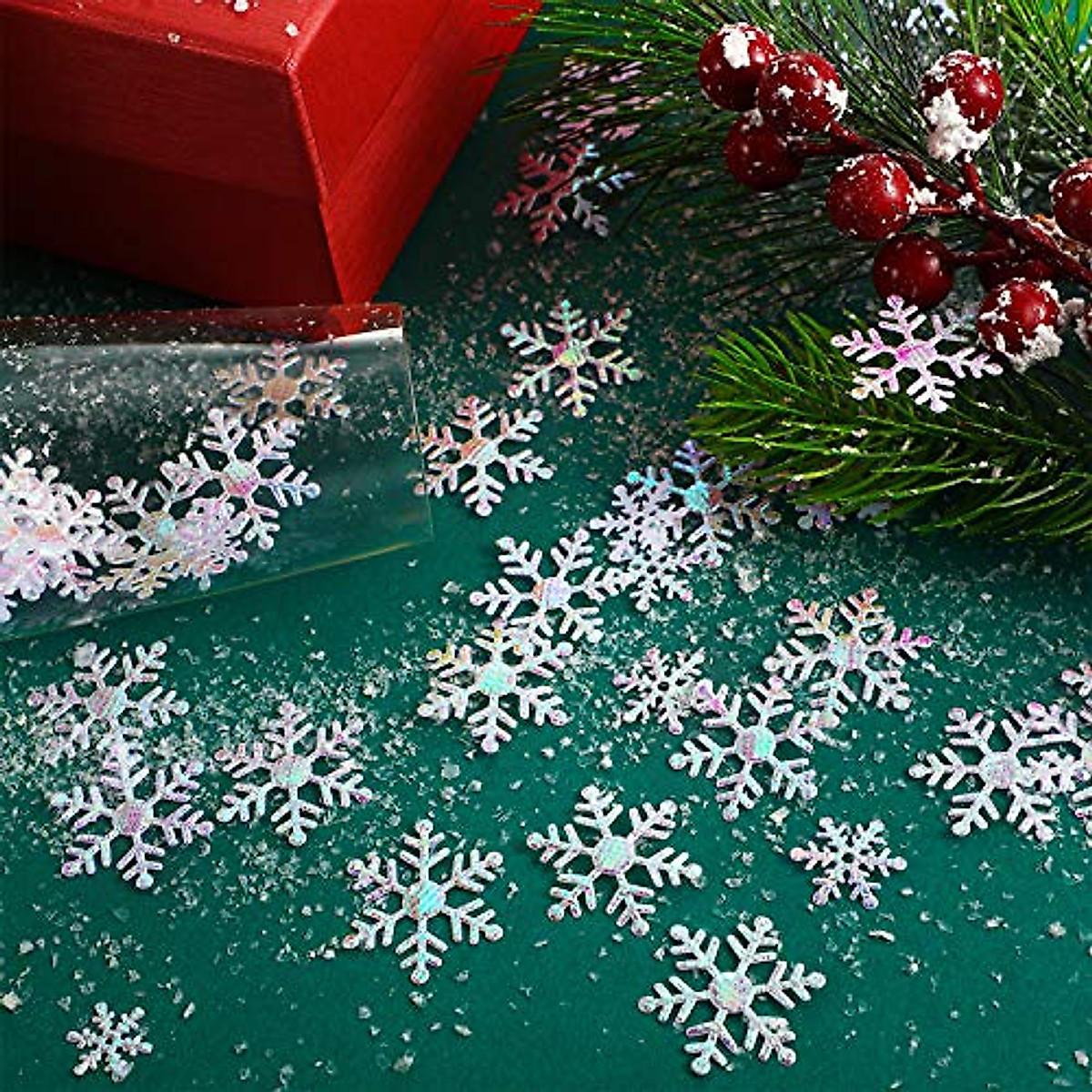 1600 Pieces 3 Size Snowflake Confetti Snowflake Glitter Confetti Decorations for Winter Party Wonderland Party Supplies DIY Craft Projects