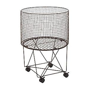 Deco 79 Metal Cylinder Storage Cart with Wheels, 20" x 20" x 28", Bronze