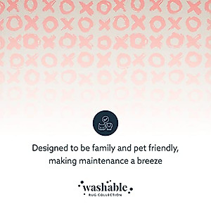 Linon Home Decor Products The Anywhere Washable Rug Boden Ivory & Pink 3' X 5' Accent Rug