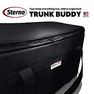 Sterno Trunk Buddy Insulated Leak Proof Organizer, Hot and Cold Food Bag for Groceries, Beverages and More, Black Cloth Exterior with Vinyl Liner, 13”L x 22”W x 14”H