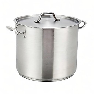 Winware Stainless Steel 32 Quart Stock Pot with Cover, Silver