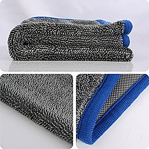 KinHwa Microfiber Car Drying Towel 16 x 24inch 2 Pack Absorbent Car Wash Cleaning Cloth Soft Cleaning Wipes for Car Detailing Lint-Free and Scratch-Free Ideal for auto Trucks Boats SUV Dark-Gray