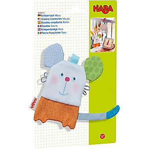 HABA Crackly Mouse Machine Washable Sensory Crinkle Cloth Baby Toy