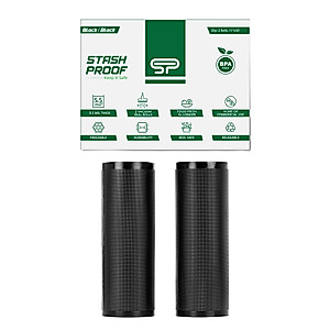 Stash Proof Vacuum Seal Rolls 11" x 50' 2 Pack (100 Feet Total) 5.5 Mil (Black and Black) - BPA Free Commerical Grade Food Saver for Storage, Sous Vide, and Meal Prep Sealer Bag