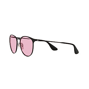 Ray-Ban RB3539 Erika Metal Polarized Round Sunglasses, Black/Evolve Photochromic Pink to Blue, 54 mm