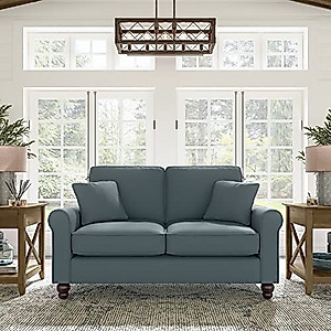 Bush Furniture Hudson 61-inch Stain-Resistant Contemporary Two Person Chair, Long Lasting Comfort Couch, Easy to Assemble Pet-Friendly Living Room Sofa to Lounge, 61W, Turkish Blue Herringbone