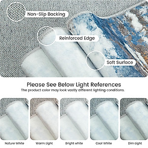 CAPALOCA Washable Rugs 5x7 - Modern Abstract Area Rugs for Living Room, Non Slip Low Pile Foldable Print Rug for Bedroom Dining Room Office Light Blue Gold