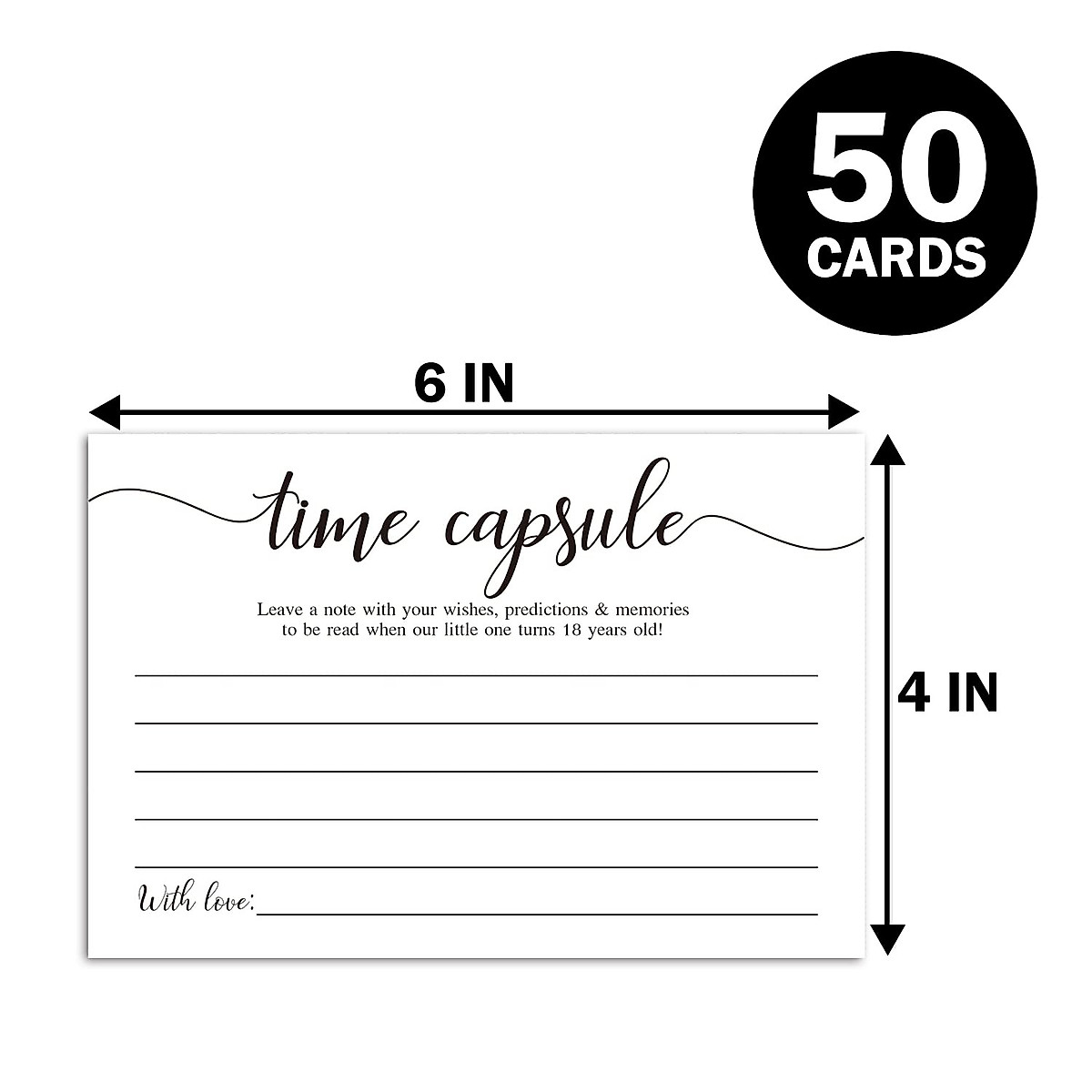 KRUCVOJO 50 Time Capsule Cards for 1st Birthday or Baby Shower Game Activity,Advice and Wishes Cards,and Anniversary Card for Baby Shower Party Supplies.