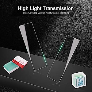 Pre-Cleaned Blank Microscope Slides Kit丨50PCS Ground Edge Glass Microscope Slides and 100PCS Square Cover Glass Slips Coverslips Set for Lab Science