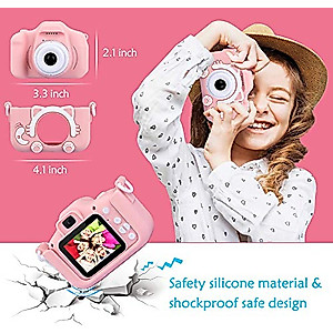 Kids Camera for Girls and Boys,1080P HD Digital Video Cameras for Toddler,Outdoor activity Anti-Drop Cartoon Camera 2.0 Inch Screen video recorder 3-12 Year Old kids Birthday Christmas Gift 32GB SD