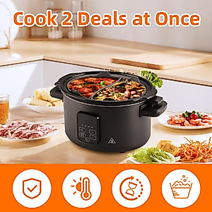 Essbhach Slow Cooker Divider Liners Fit 6 QT, Silicone Slow Cooker Liners, Reusable & Dishwasher Safe & Leakproof Slow Cooker Liner Inserts 2 Pack (Grey)