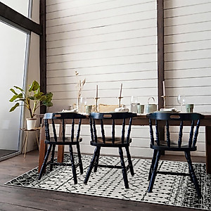 5x7 Area Rug Farmhouse Bohemian Rug Neutral Large Rug Black White Moroccan Non Slip & Rug for Living Room Bedroom Dinning Room Kitchen Indoor