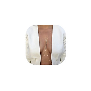 Sixexey Rhinestone Bra Chain Layered Gold Body Chain Sparkly Bikini Summer Beach Body Jewelry for Women