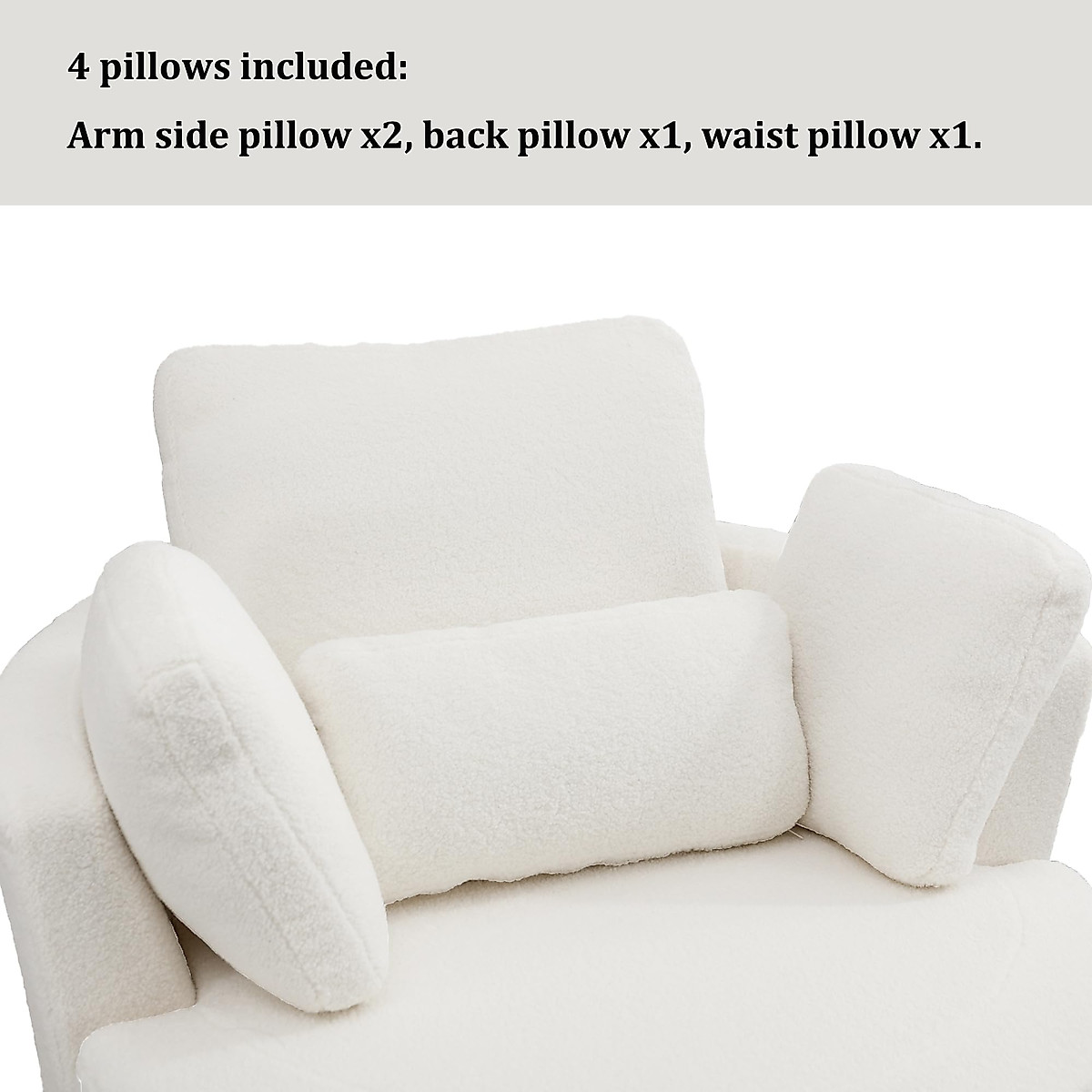 Swivel Accent Barrel Chair Oversized Modern Akili Upholstered Sofa Lounge Club Leisure Chair Round Chair for Hotel Living Room(White Polyester)