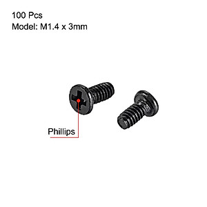 EVIKI Tool parts M1.4 x 3mm Laptop Notebook Computer Screws Kit Head Screw Black 100pcs