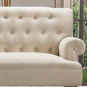 Rosevera Loveseat Sofas for Living Room Loveseat Couch for Living Room Couch in a Box Sofa para Sala Love Seats Furniture Sofa Long Couches for Living Room Settee Loveseat, Velvet, Velve Pearl Beige