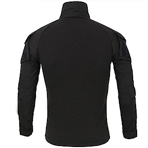 HARGLESMAN Military BDU Uniform Camo Airsoft Paintball Shirt and Pants Tactical Combat Practical Training Suit Work Shooting Hiking Fishing Hunting Outdoor Black L