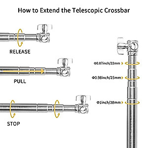 Pro Stainless Steel Telescopic Backdrop Crossbar Max Length 10 ft/3m Adjustable Background Support Cross Arm, Backdrop Pole for C Stand