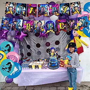 Caroline Theme Birthday Party Decorations,Caroline Party Supply Set for Kids with 1 Happy Birthday Banner , 12 Cupcake Toppers,20 Balloons for Party Decorations