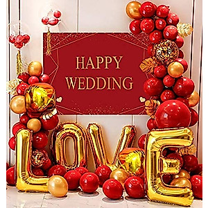 QUAXTAL 120Pcs Red and Gold Balloons Birthday Party Decorations, Ballons Balloon Garland Kit, Wedding Engagement Propose Valentine's Day Happy Anniversary New Year Gold,red