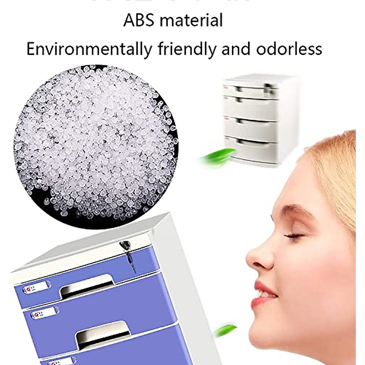 Storage Cabinet with Drawers Floor Storage Cabinet Flat File Cabinet Storage, Desktop Drawer Cabinet, Size 11.6''x 15.5''x 12.7'', Pink/Blue/Gray, 10 Layers with Lock/Blank Label, Increase Work Effici