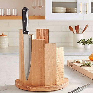 Uniharpa Wooden Semi-circular 360° Magnetic Knife Block Holder Rack Magnetic Stands with Strong Enhanced Magnet & Anti Slip Feet