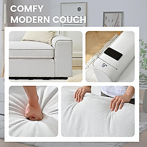 HALLYBEE 101" Modular Sectional Sofa Convertible L Shaped Couch with Storage Ottoman Linen White Couch with Chaise Comfy Sectional Couches for Living Room Apartment Office