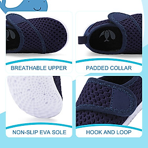 shopUAL Little Big Kid Swim Shoes Totally Drainage Beach Slippers Barefoot Slip-on Dark Blue Toddler 6