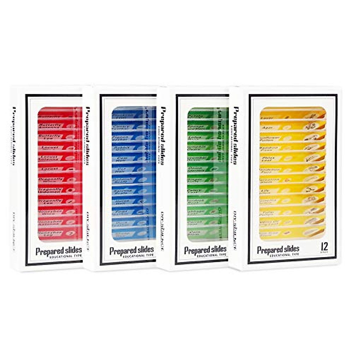 48pcs Kids Prepared Microscope Slides of Animals Insects Plants Flowers Specimens for Kids’ Microscopes