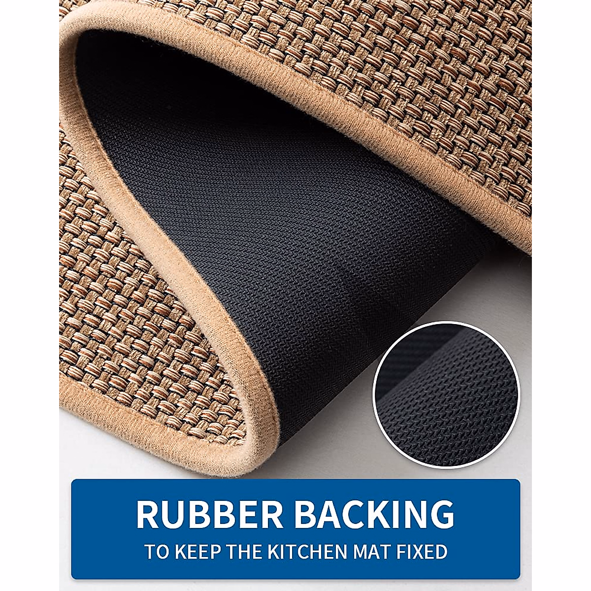 Kitchen Rugs and Mats, Washable Non-Skid Kitchen Mats for Floor, Large Runner Rugs for Kitchen Floor, Front of Sink, Hallway, Laundry Room (Beige, 20"x70")