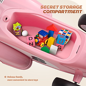 Toddler Car - JOYLDIAS Ride on Cars for Toddlers for 1.5-3 Years Old with Limited Steering Wheels, Secret Storage, Pink