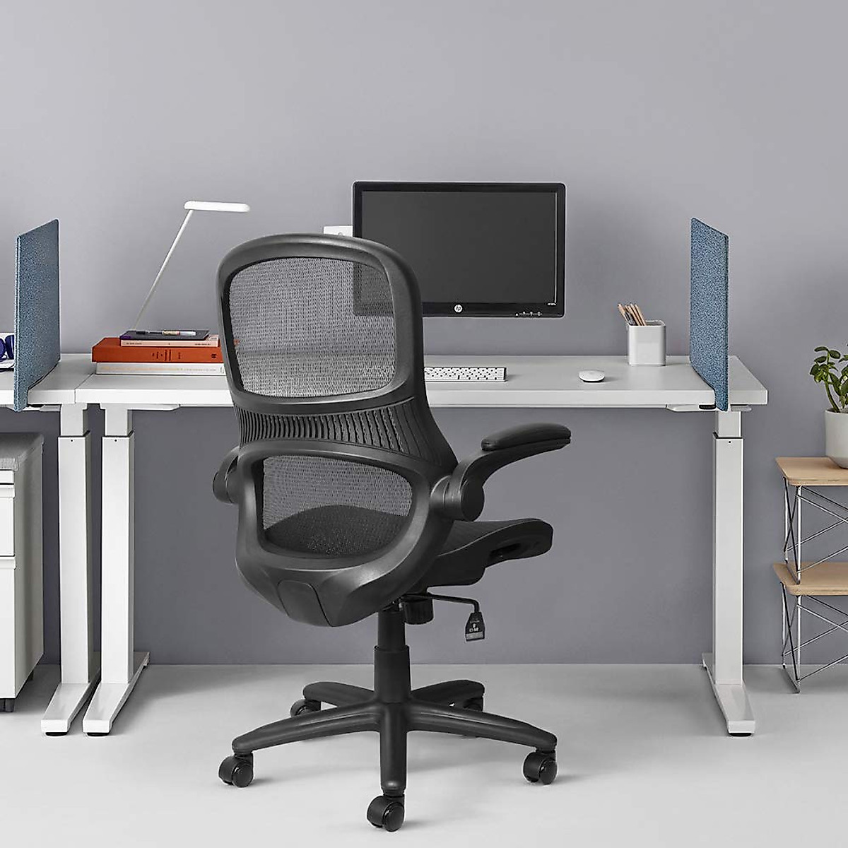 Funria Mid Back Mesh Office Chair Adjustable Ergonomic Swivel Executive All Mesh Task Chair with Flip Up Armrests Lumbar Support Computer Desk Chair