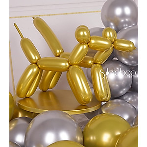 SULALABOO 260 Balloons Gold Metallic 80PCS Latex Long Shiny Balloon to Twisting Flowers Animals for Birthday Party Anniversary Wedding or Other Party Events and Festivals DIY