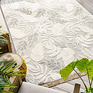 Large Jute Water Resistant Indoor Outdoor Rug 8x10 - Traditional Outdoor Rugs for Patio, Entryway, Deck, Porch, Camping, RV - Outside Area Rug