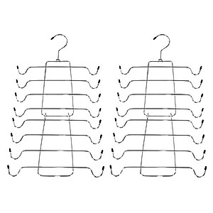 Home-X Space-Saving Bra Hanger Organizer for Closet, Polished Chrome Hanging Bra or Camisole Storage Rack, Storage Solutions for Small Spaces, Set of 2, 20 ½” L x 12" W