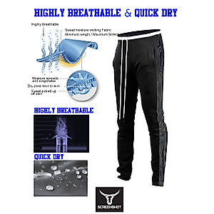 SCREENSHOT-S41700 Mens Hip Hop Premium Slim Fit Comfort Track Pants - Athletic Fitness Fashion Urban Lifestyle Streetwear Bottoms-Black/PU-Small