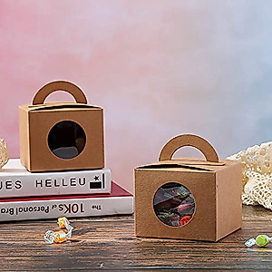 ezek Colored Gift Boxes With Window and Handle, Picnic Wedding Birthday Valentine Party, packs of 12