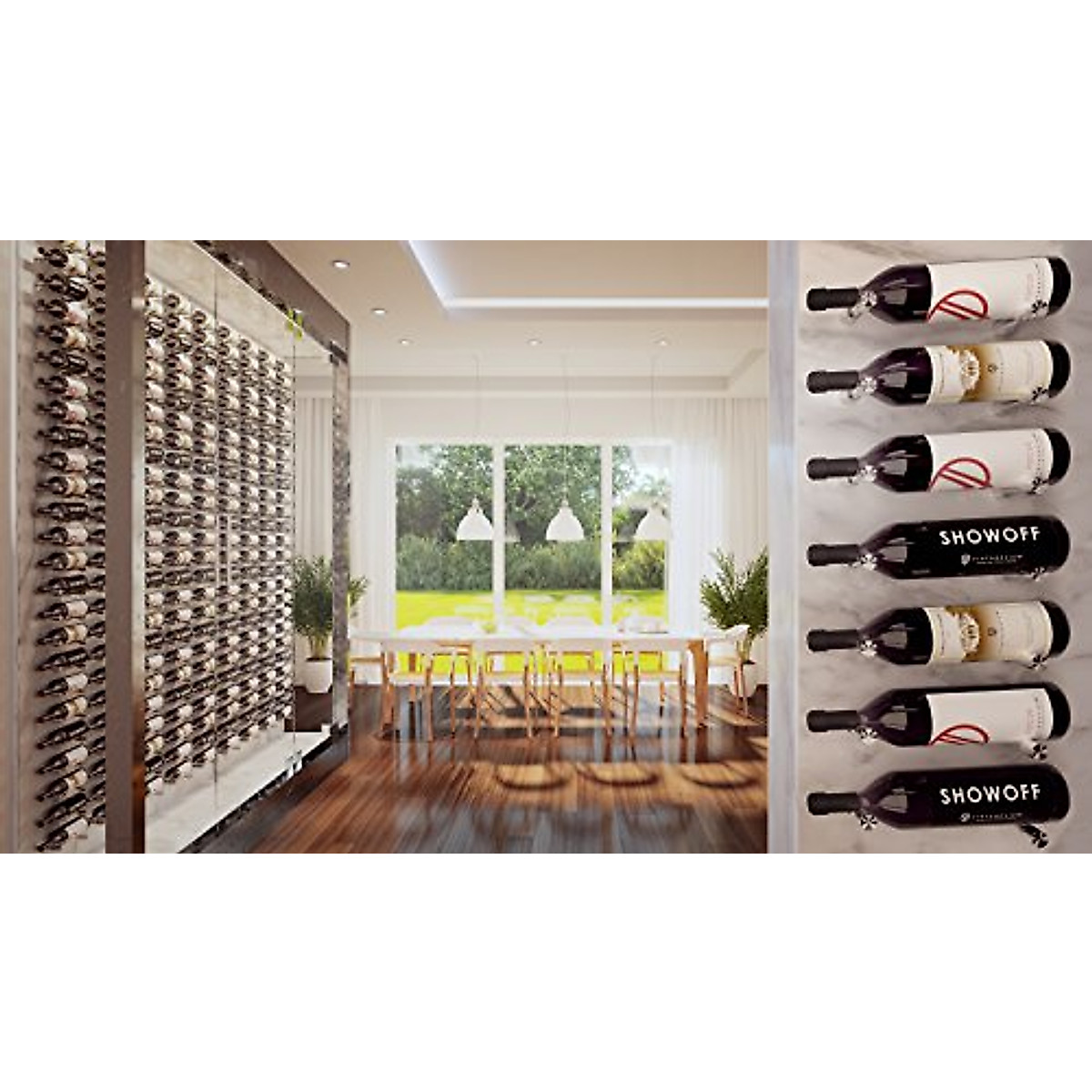 VintageView Vino Series-Vino Pins 12 Bottle Wall Mounted Wine Bottle Rack (Anodized Black) Stylish Modern Wine Storage with Label Forward Design