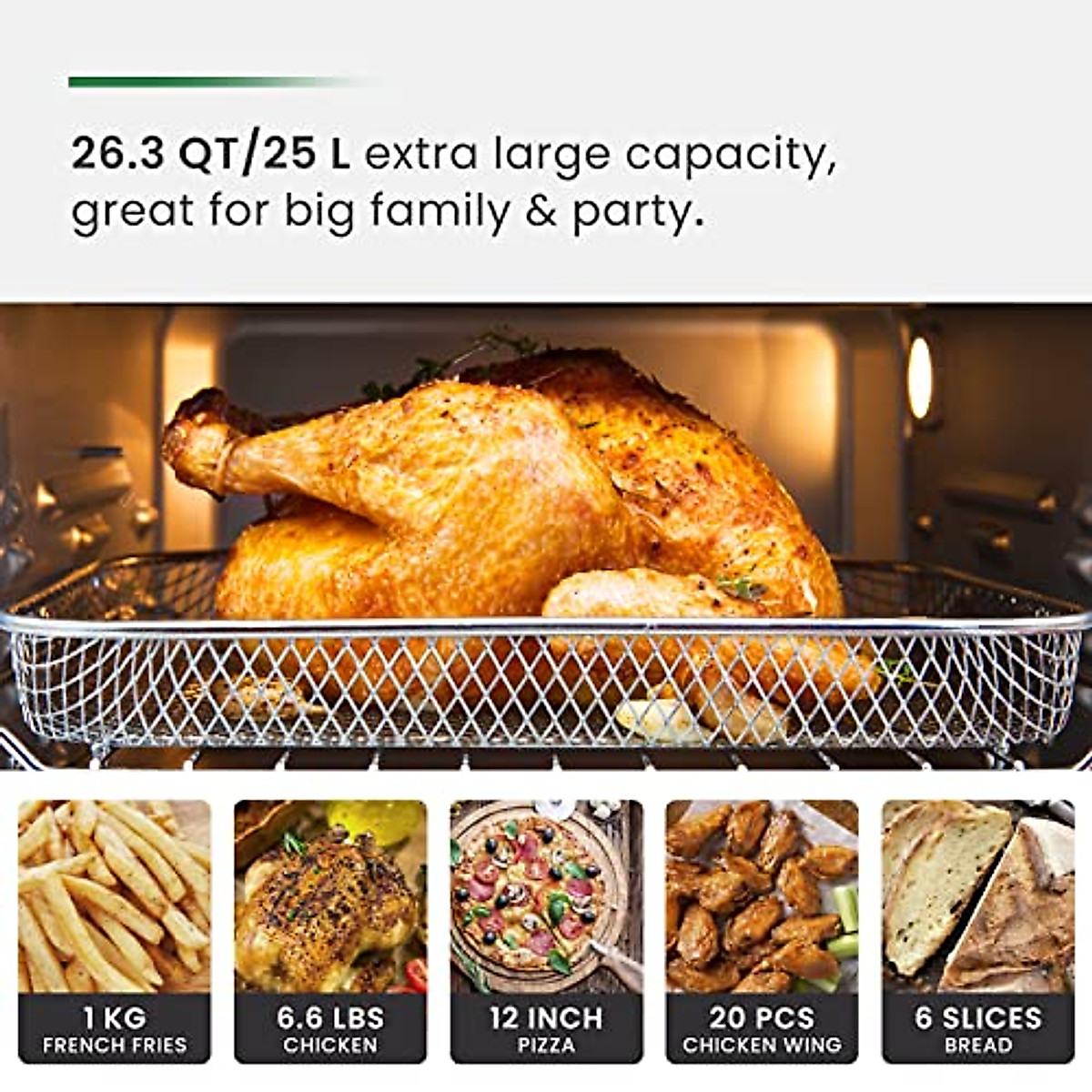 VAL CUCINE 10-in-1 Smart Air Fryer - Extra-Large Convection Countertop Toaster Oven - Brushed Stainless Steel Finish - 26.3 QT/25 L